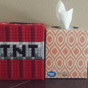 Minecraft TNT Video Game Computer Handmade Plastic Canvas - Etsy