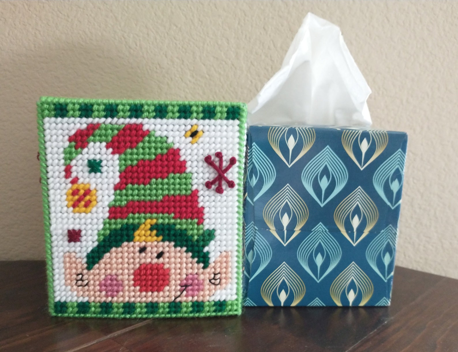 Santa's Elves Elf Christmas Holiday Handmade Plastic Canvas Tissue Box ...