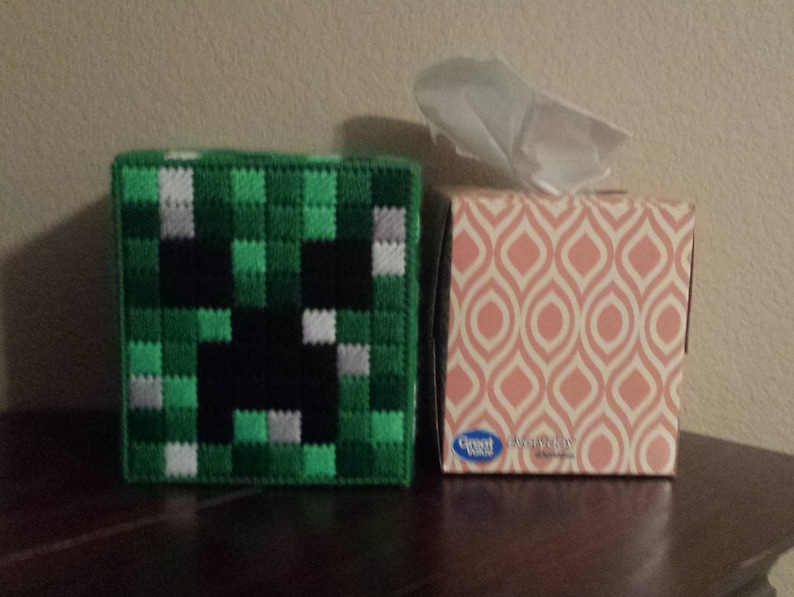 Minecraft Creeper Video Game Computer Handmade Plastic Canvas Tissue ...