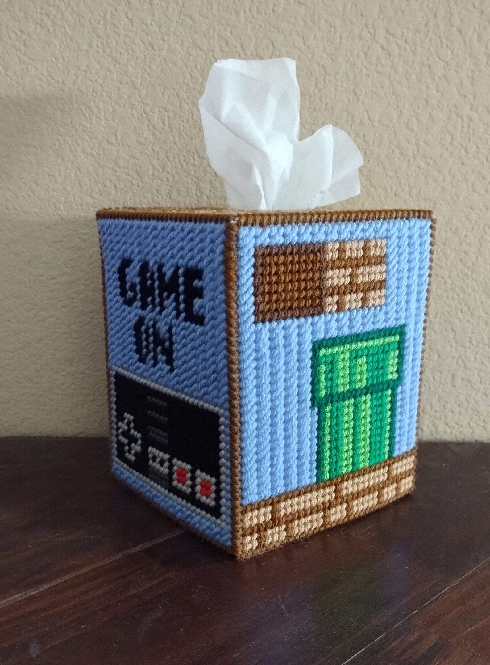 Nintendo Mario Video Game Handmade Plastic Canvas Tissue Box Cover Home ...