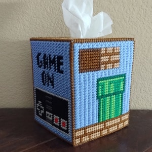 Nintendo Mario Video Game Handmade Plastic Canvas Tissue Box Cover Home ...