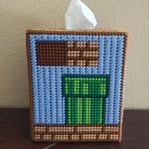Nintendo Mario Video Game Handmade Plastic Canvas Tissue Box Cover Home ...
