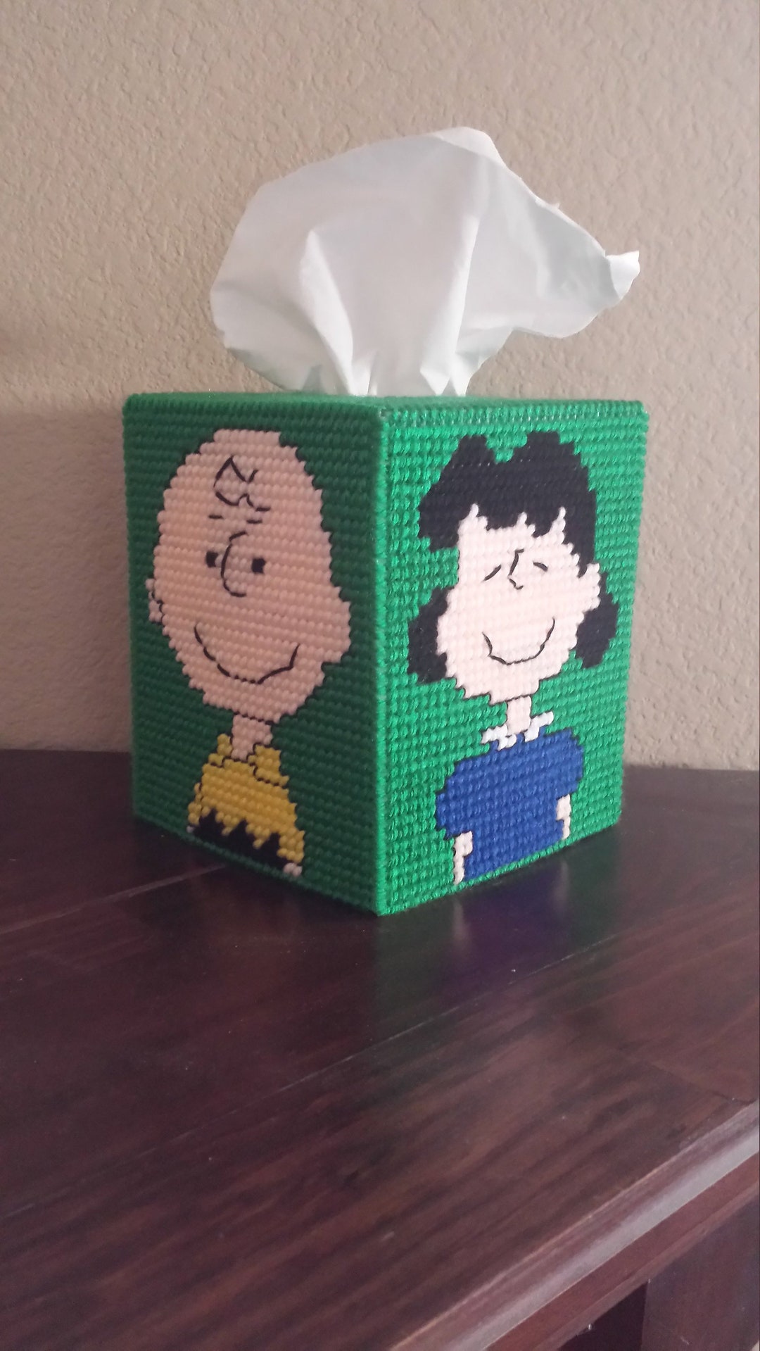 Custom Peanuts Character Plastic Canvas Tissue Box Cover - Etsy