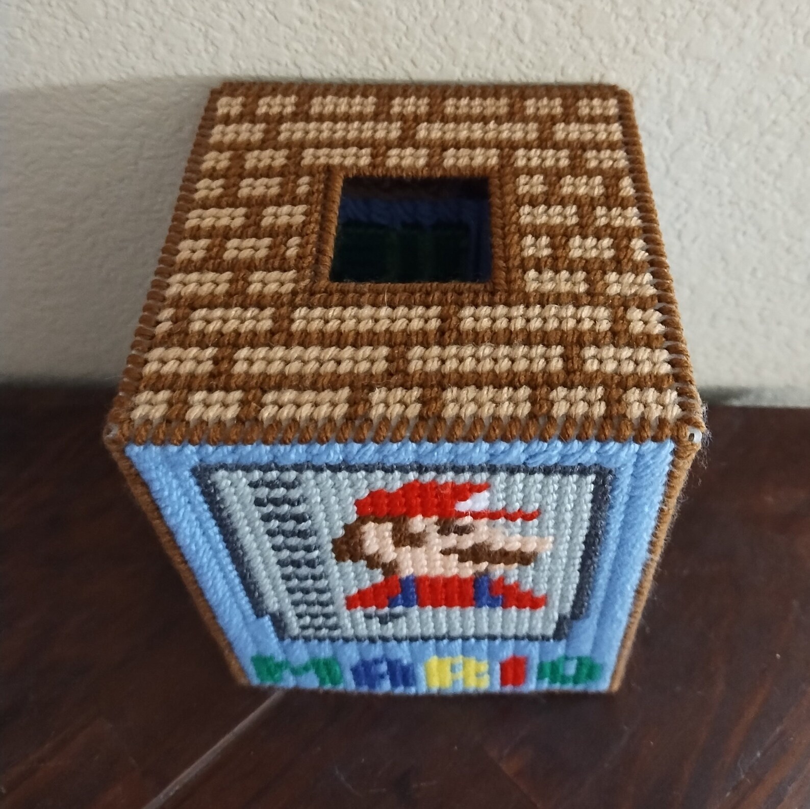 Nintendo Mario Video Game Handmade Plastic Canvas Tissue Box Cover Home ...