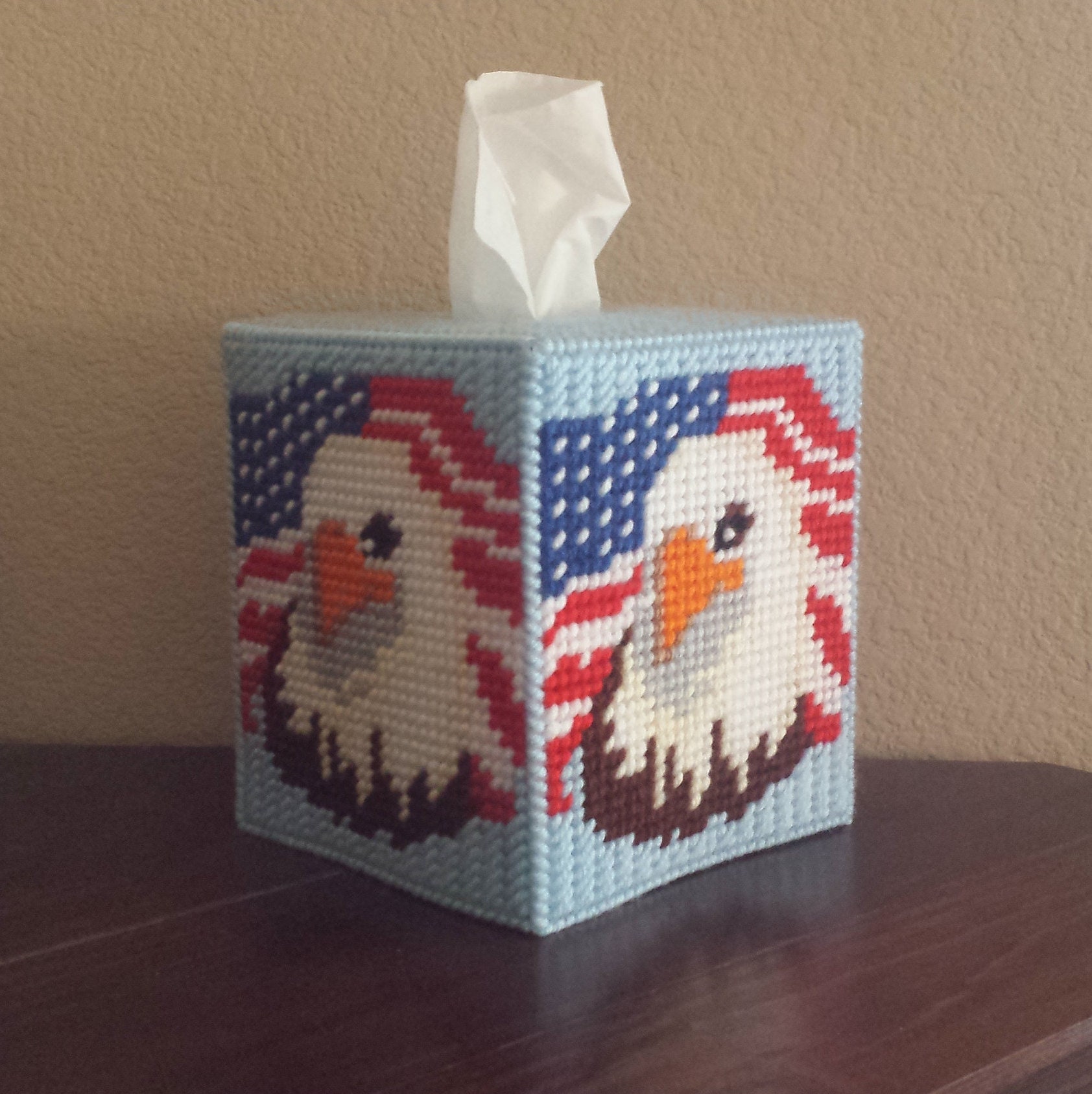 Handmade Patriotic Eagle Plastic Canvas Tissue Box Cover - Etsy