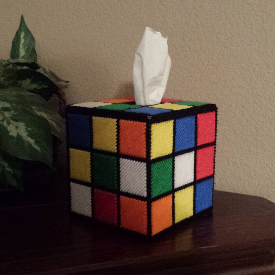 Rubix Cube Toy Game Handmade Plastic Canvas Tissue Box Cover - Etsy