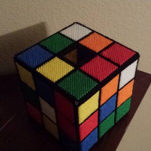 Rubix Cube Toy Game Handmade Plastic Canvas Tissue Box Cover - Etsy