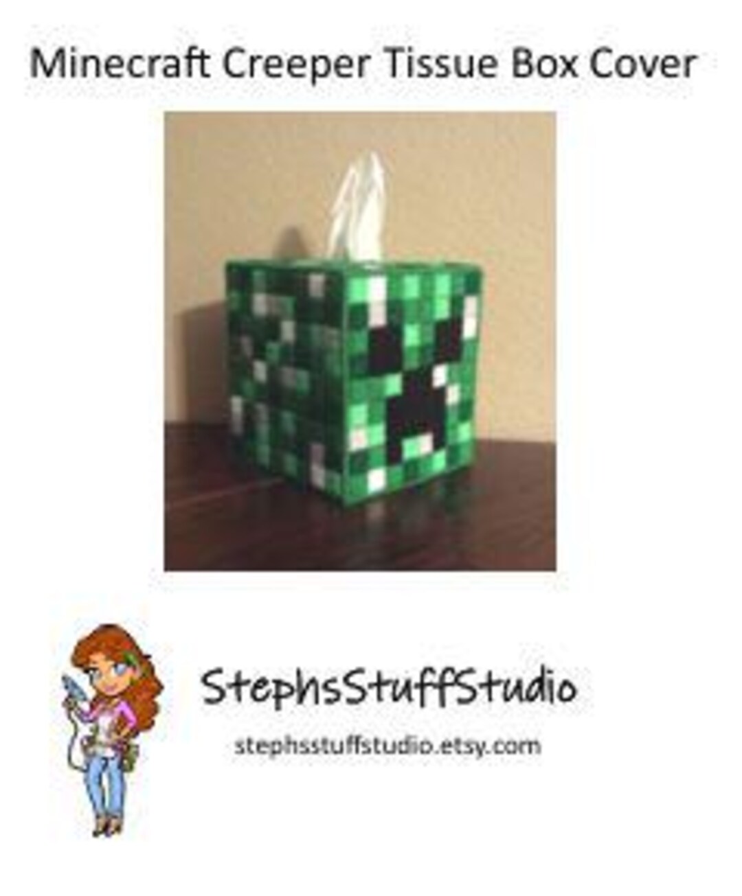 Minecraft Creeper Tissue Box Cover Pattern - Etsy