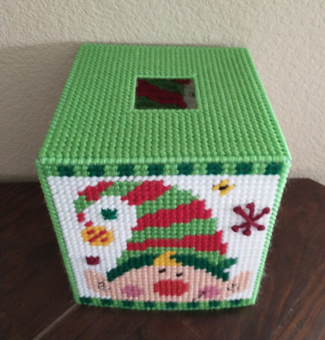 Santa's Elves Elf Christmas Holiday Handmade Plastic Canvas Tissue Box ...