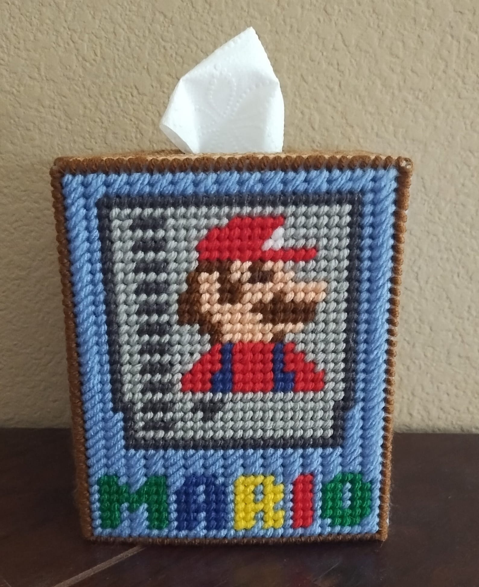 Nintendo Mario Video Game Handmade Plastic Canvas Tissue Box Cover Home ...