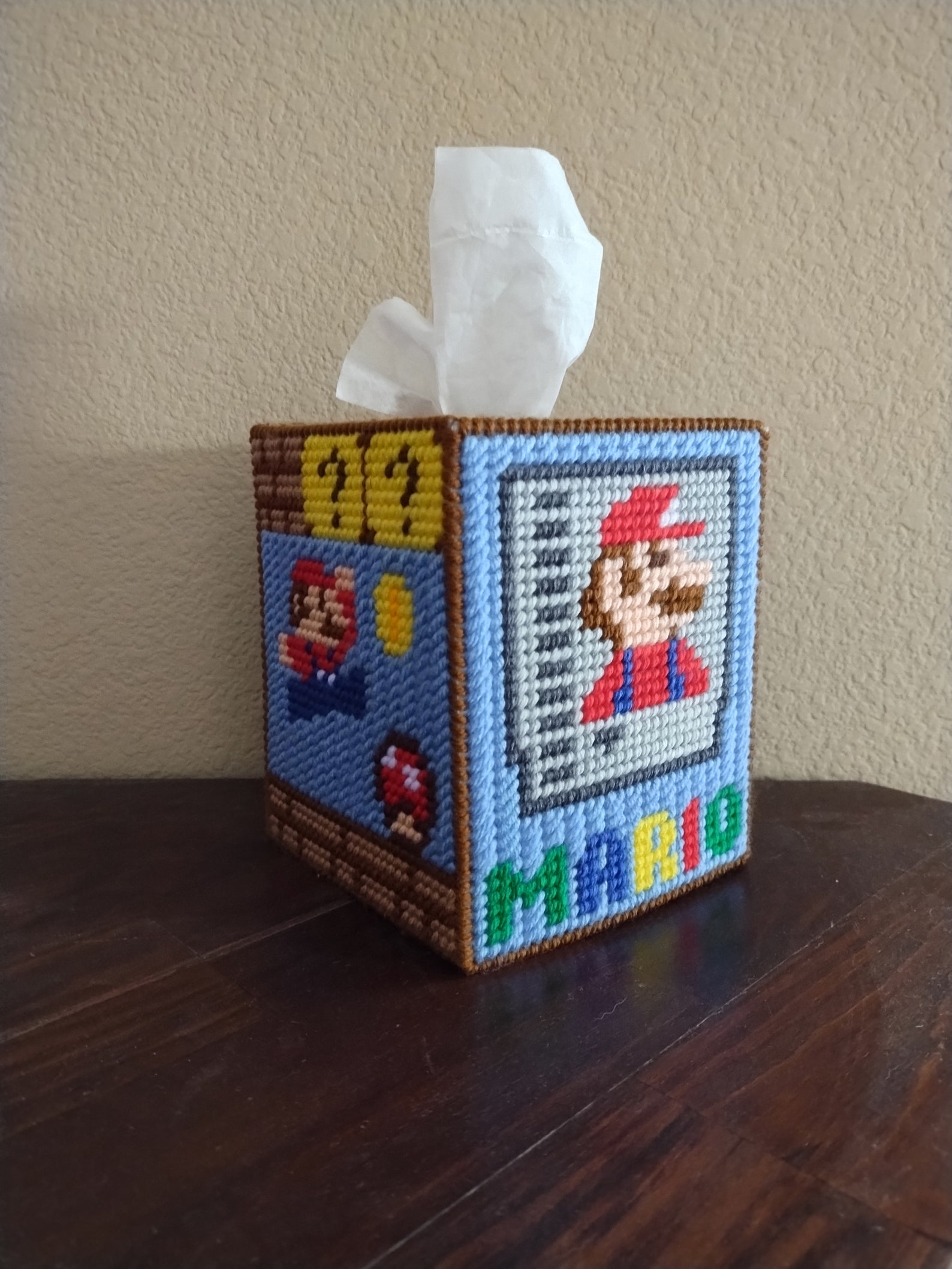 Nintendo Mario Video Game Handmade Plastic Canvas Tissue Box Cover Home ...