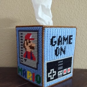 Nintendo Mario Video Game Handmade Plastic Canvas Tissue Box Cover Home ...