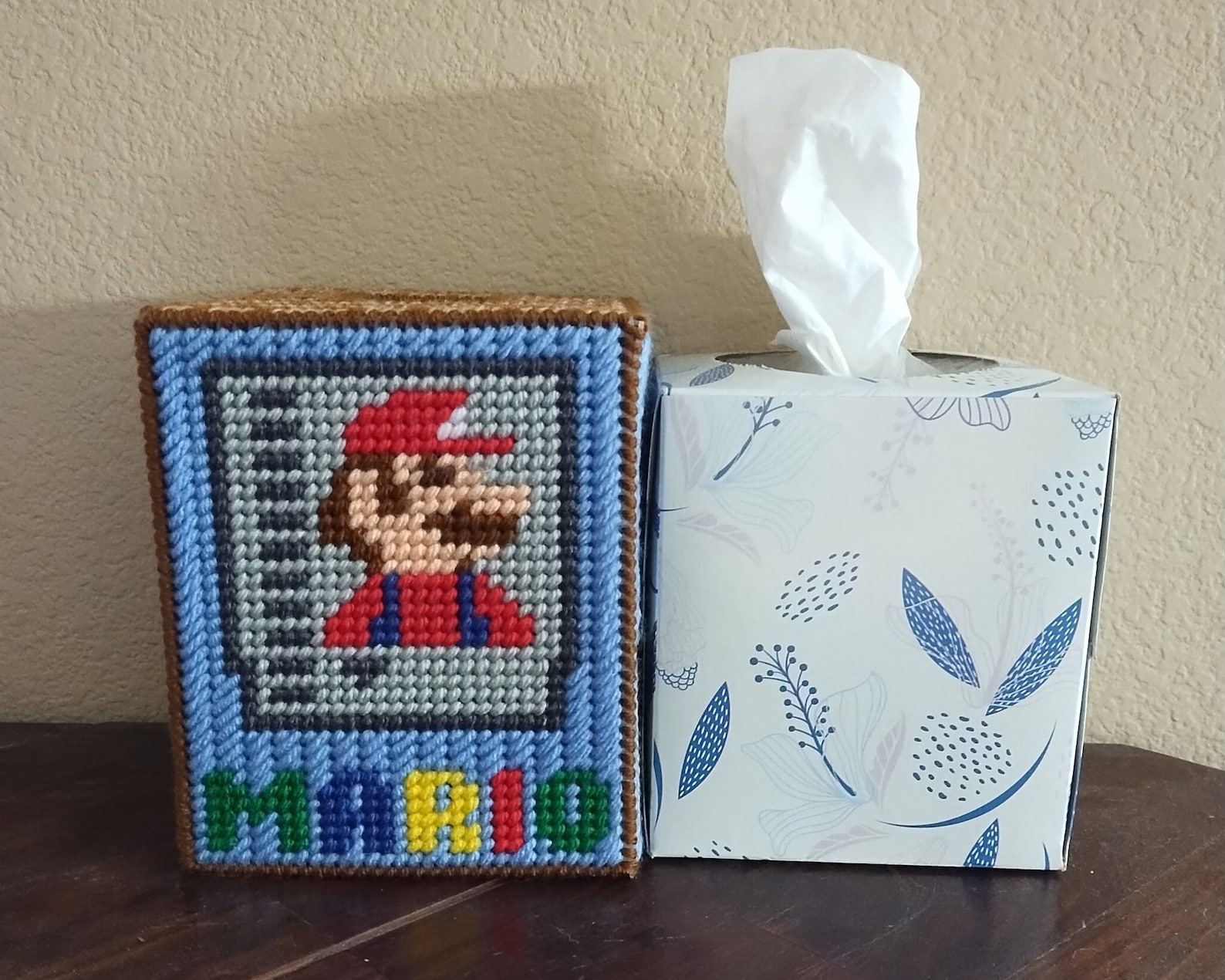Nintendo Mario Video Game Handmade Plastic Canvas Tissue Box Cover Home ...