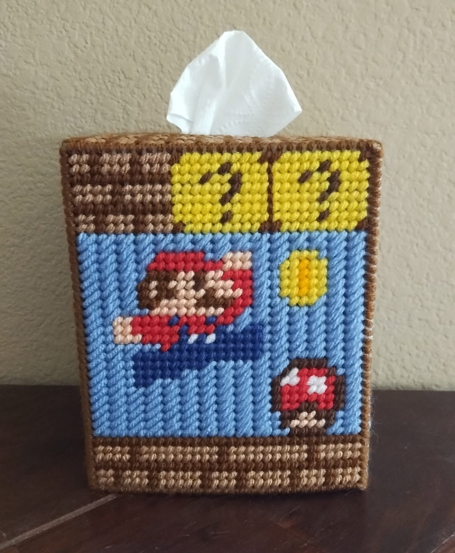 Nintendo Mario Video Game Handmade Plastic Canvas Tissue Box Cover Home ...