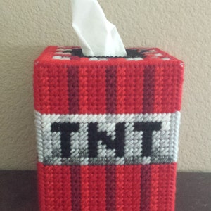 Minecraft TNT Video Game Computer Handmade Plastic Canvas - Etsy