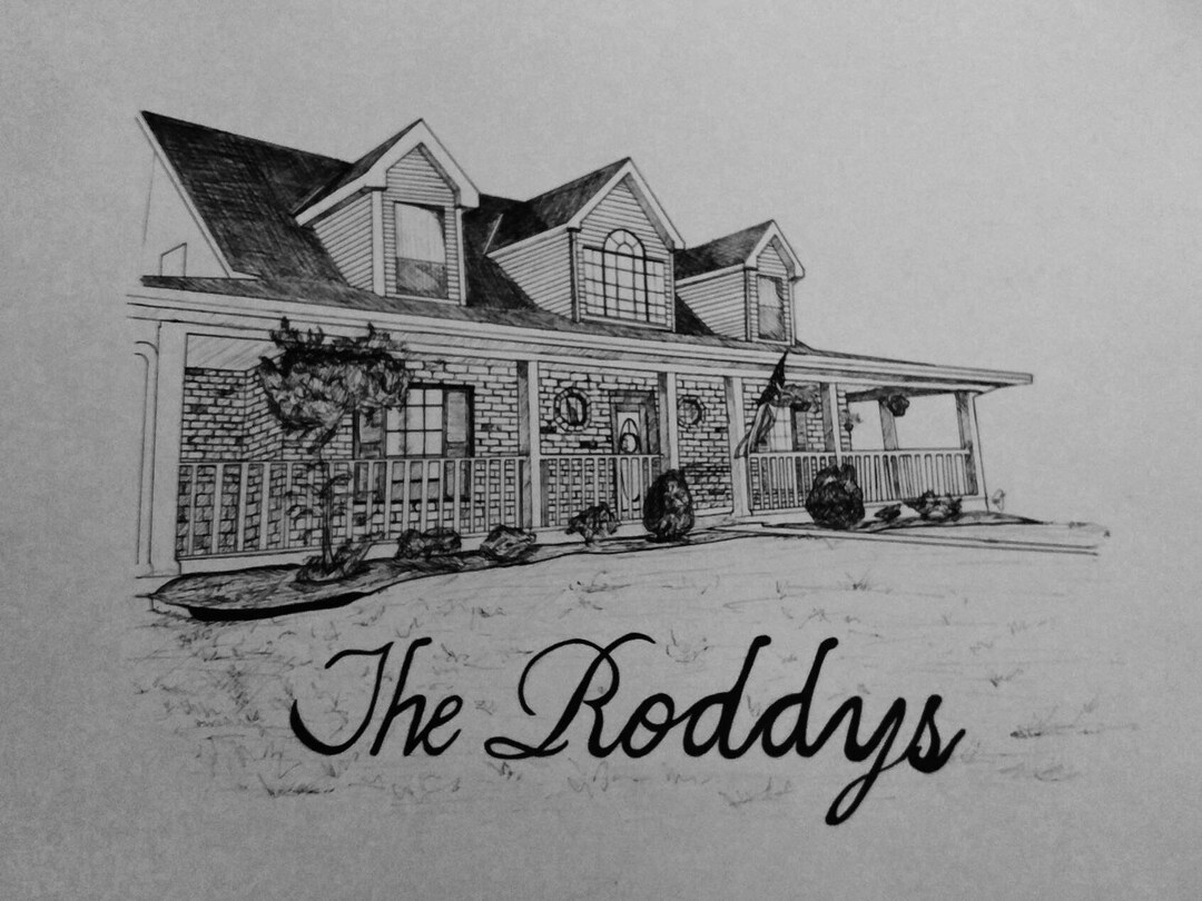 Original Custom Pen & Ink House Portrait - Matted - Etsy