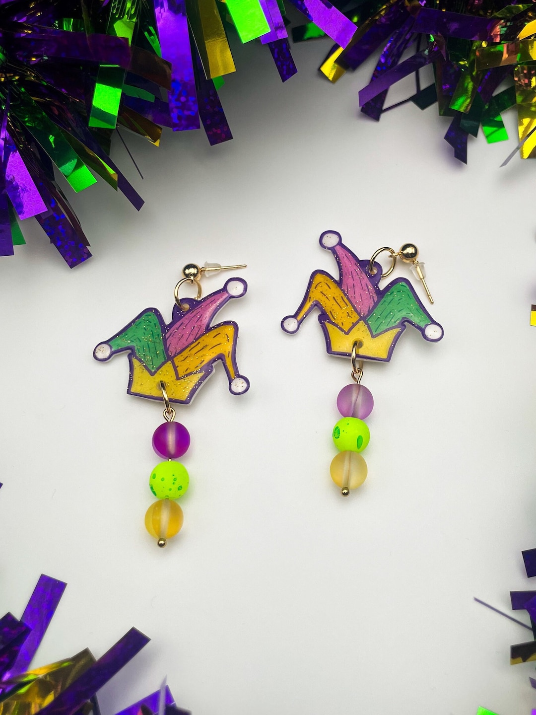 Mardi Gras Jester Hanging Earrings - Etsy