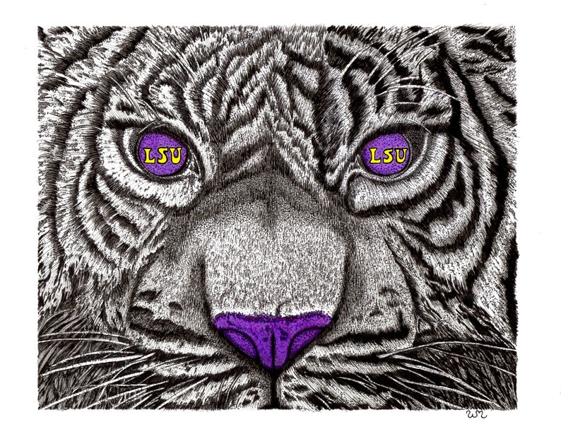 LSU Tiger Art Print | Etsy