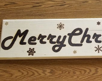 Items similar to PrimiTive Folkart Merry Christmas Sign Home Decor ...