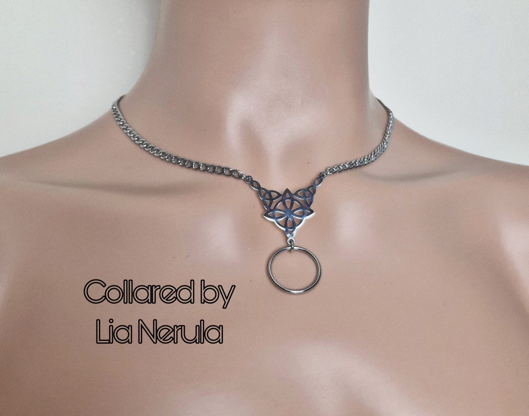 Stainless Steel O Ring Necklace: Witch Knot Pendant, Locking Chain Collar - Etsy