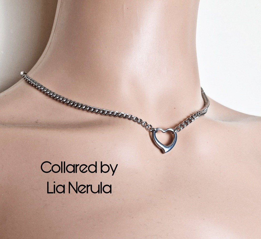 24/7 Hollow Heart Day Collar: Hex Locking Chain Collars for Subs - Etsy
