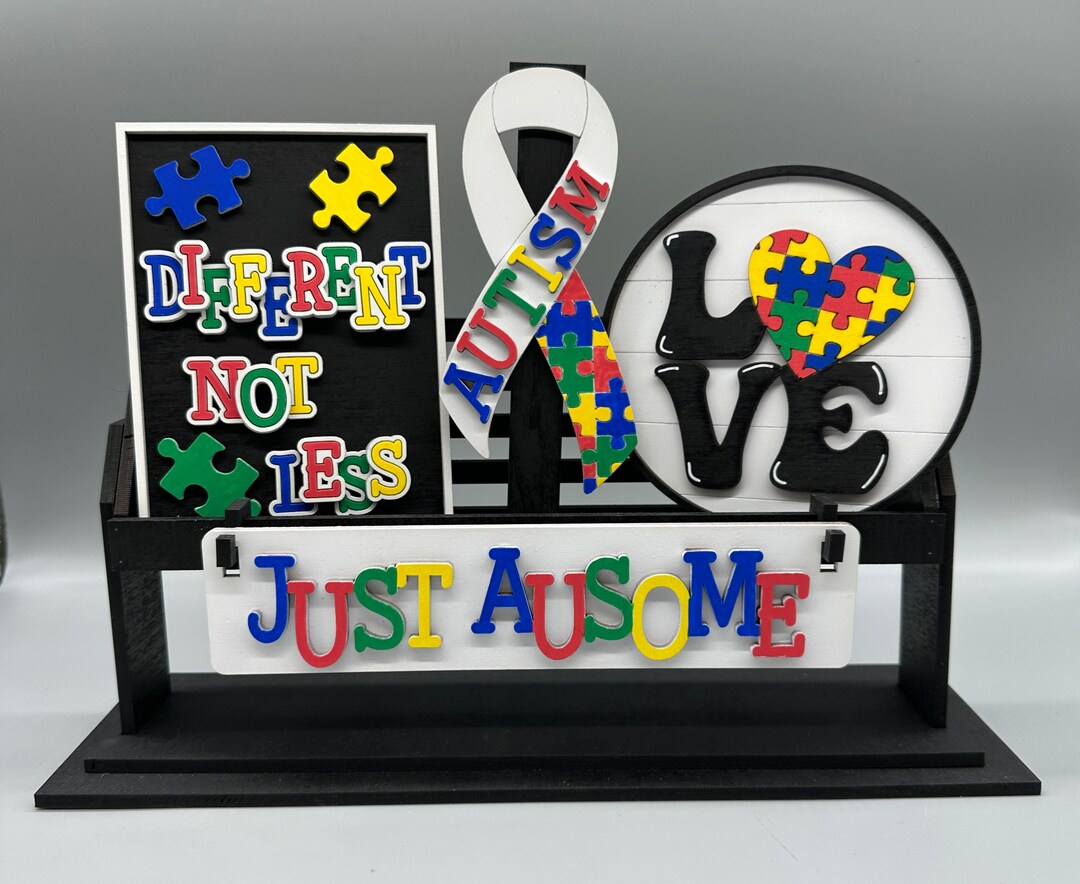 Autism-different Not Less-shelf Sitter Set- Interchangeable-home Decor ...