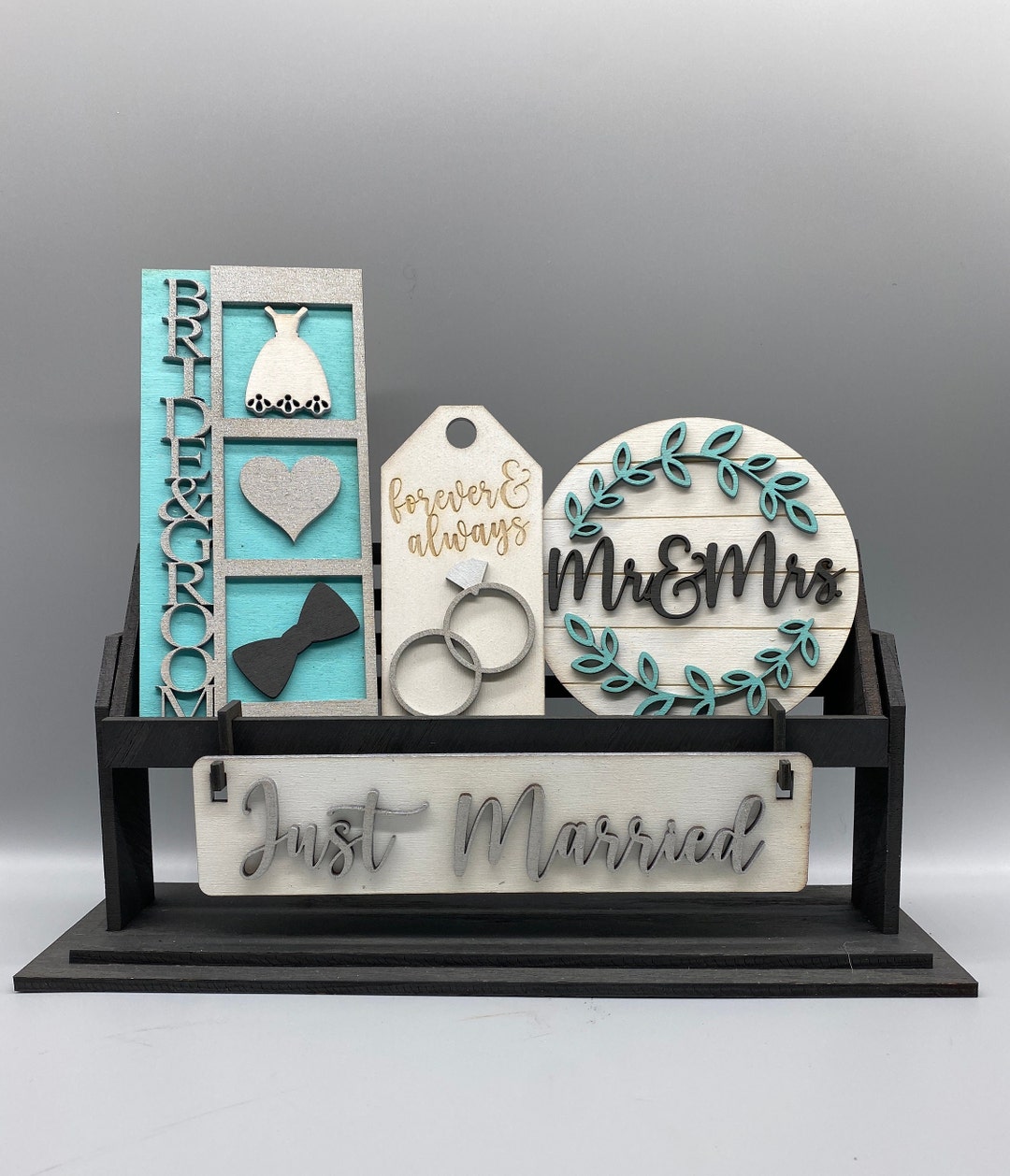 Wedding-just Married Set-shelf Sitter- Interchangeable-home Decor - Etsy