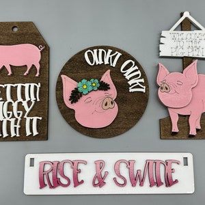 Pig-oink Oink-rise & Swine-shelf Sitter Set- Interchangeable-home Decor ...