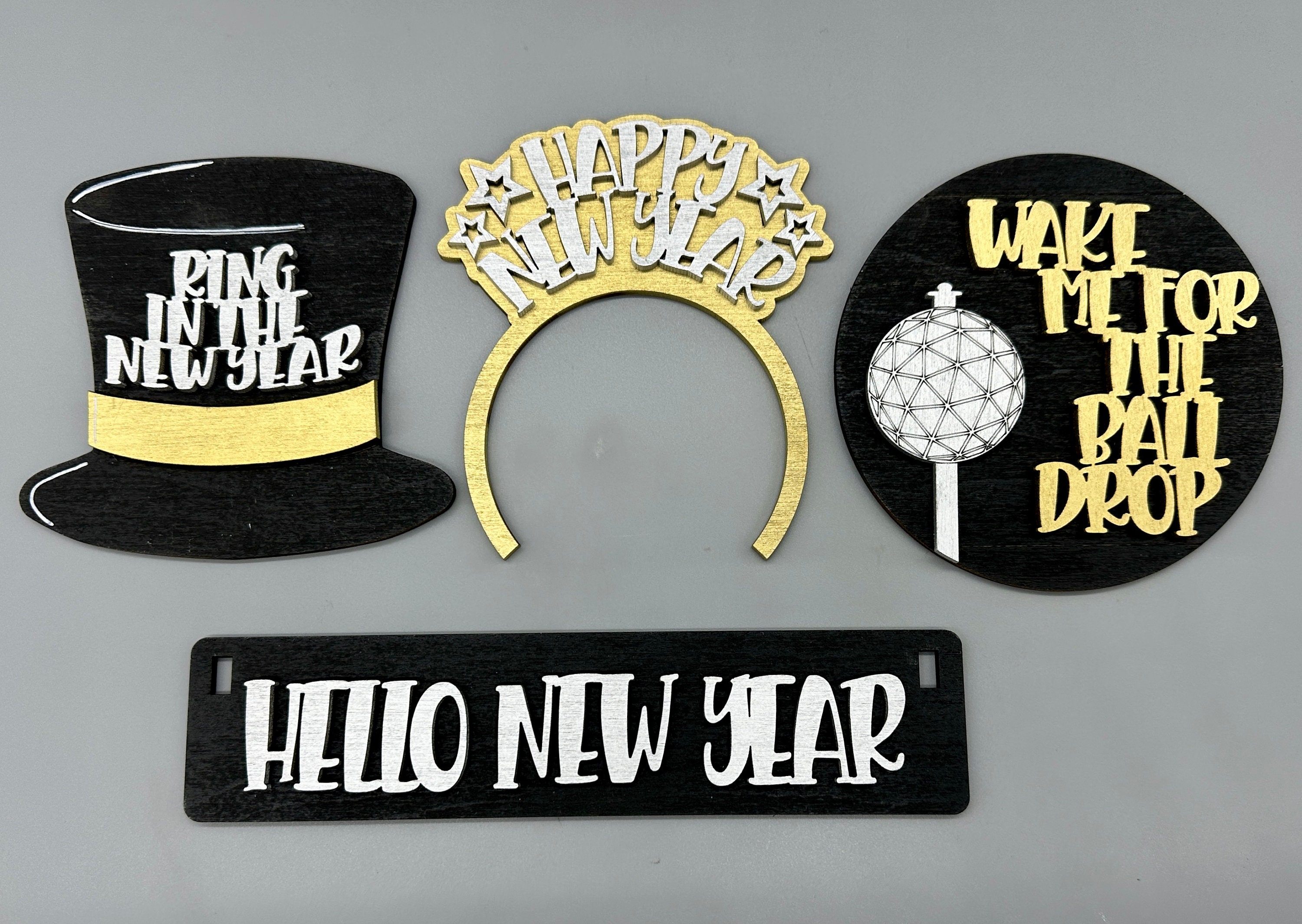 Hello New Year Set-shelf Sitter- Interchangeable-home Decor - Etsy