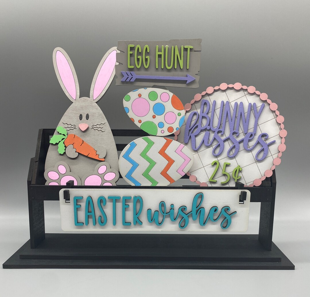Easter Bunny-easter Wishes-shelf Sitter Set- Interchangeable-home Decor ...