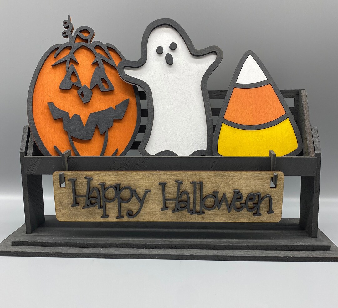 Halloween-spooky Shelf Sitter Set-interchangeable-home Decor - Etsy