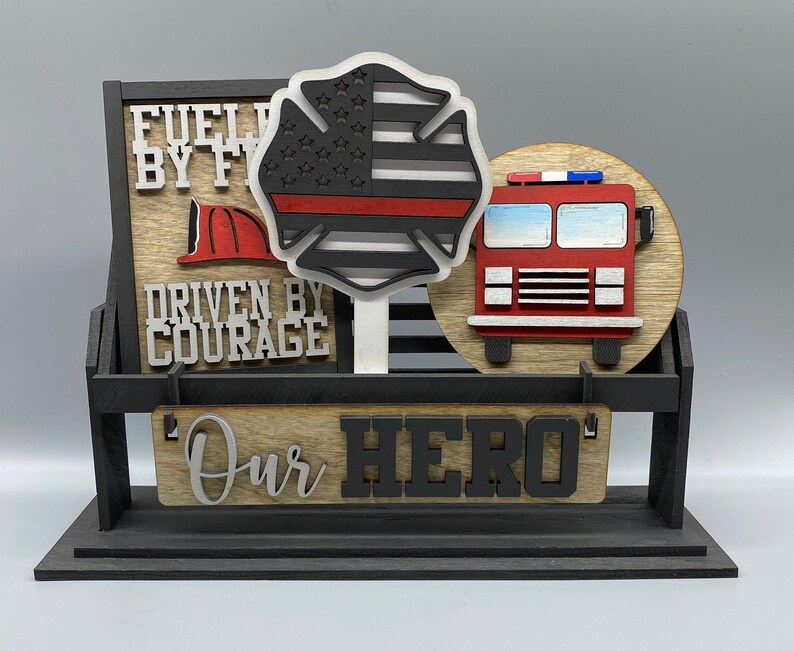 Fire Fighter-our Hero-fire Department Wagon Set-shelf Sitter - Etsy