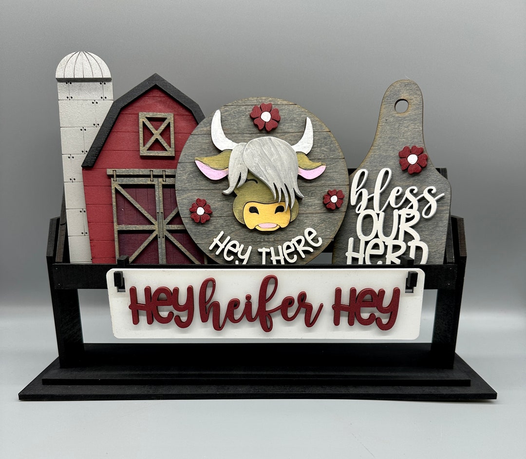 Highland Cow-hey Heifer Hey-set-shelf Sitter- Interchangeable-home ...