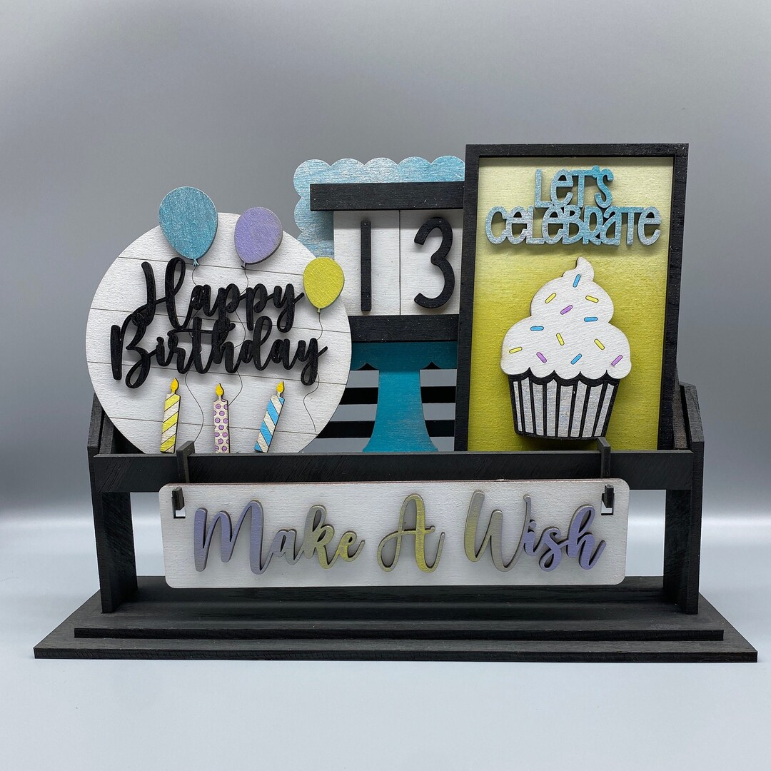 Interchangeable Happy Birthday Shelf Sitter Set-home Decor - Etsy