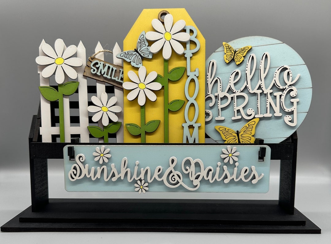 Sunshine & Daisies-spring Flowers Set-shelf Sitter- Interchangeable ...