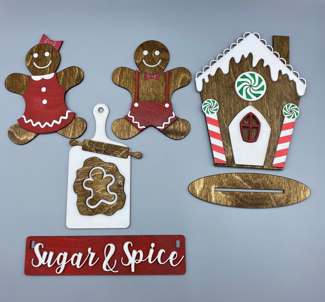 Gingerbread People-sugar & Spice- With BONUS Gingerbread House Shelf ...