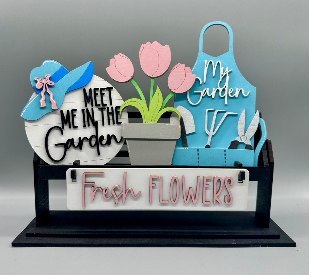 Fresh Flowers-my Garden Set-shelf Sitter- Interchangeable-home Decor - Etsy