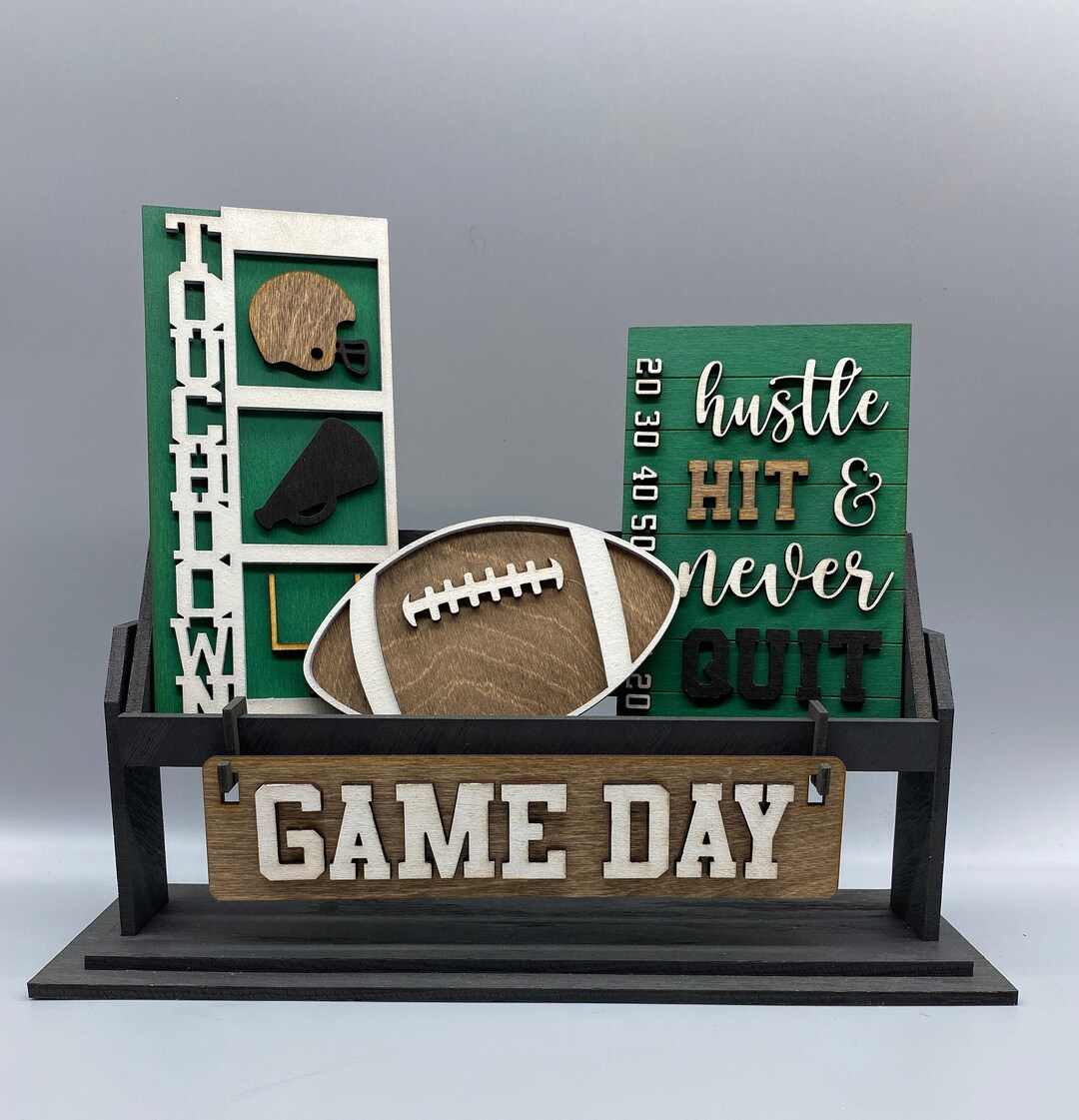 Football-game Day Shelf Sitter Set-interchangeable-home Decor - Etsy