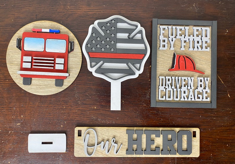 Fire Fighter-our Hero-fire Department Wagon Set-shelf Sitter | Etsy