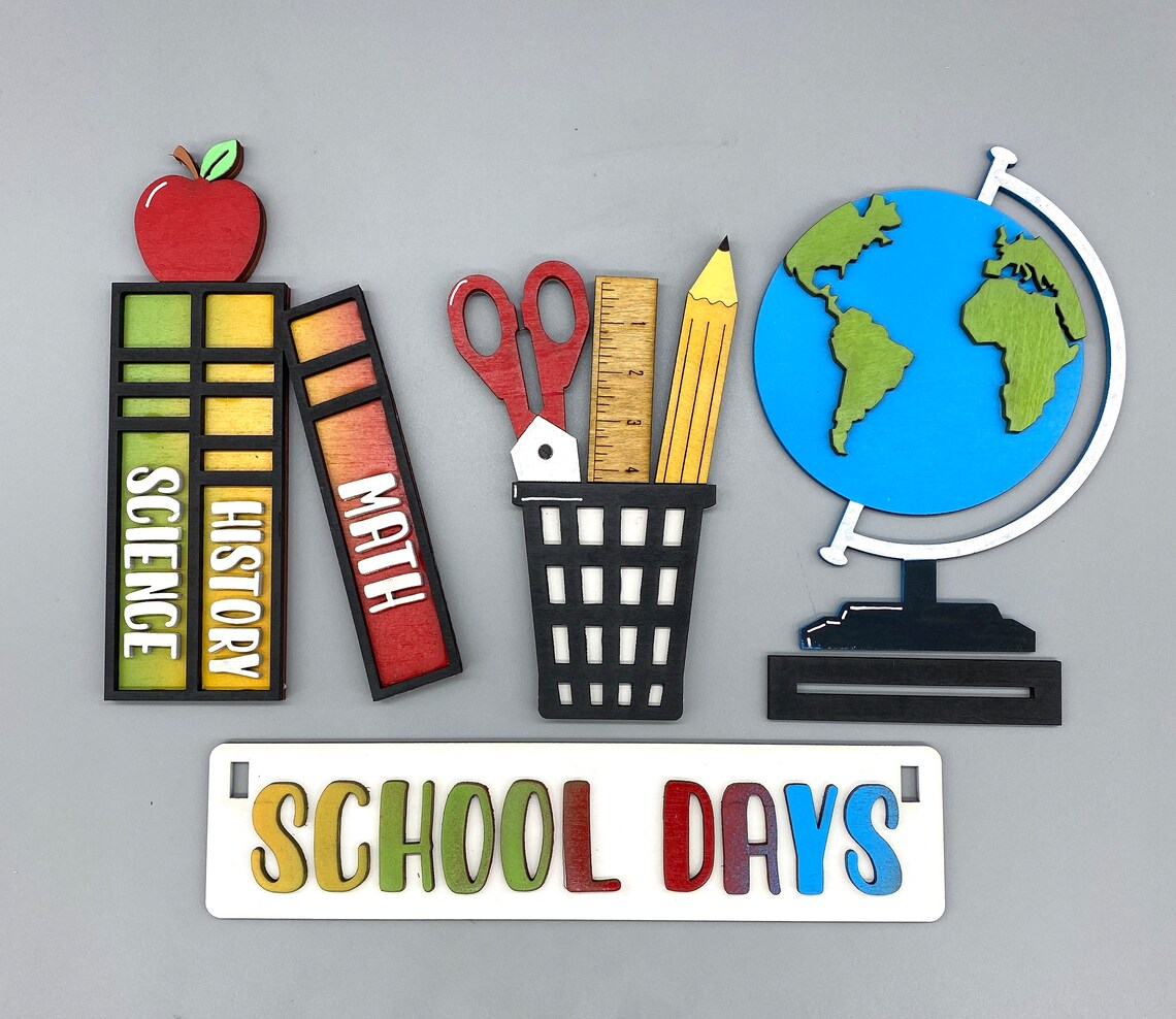 School Days-back to School-shelf Sitter Set-interchangeable-home Decor ...