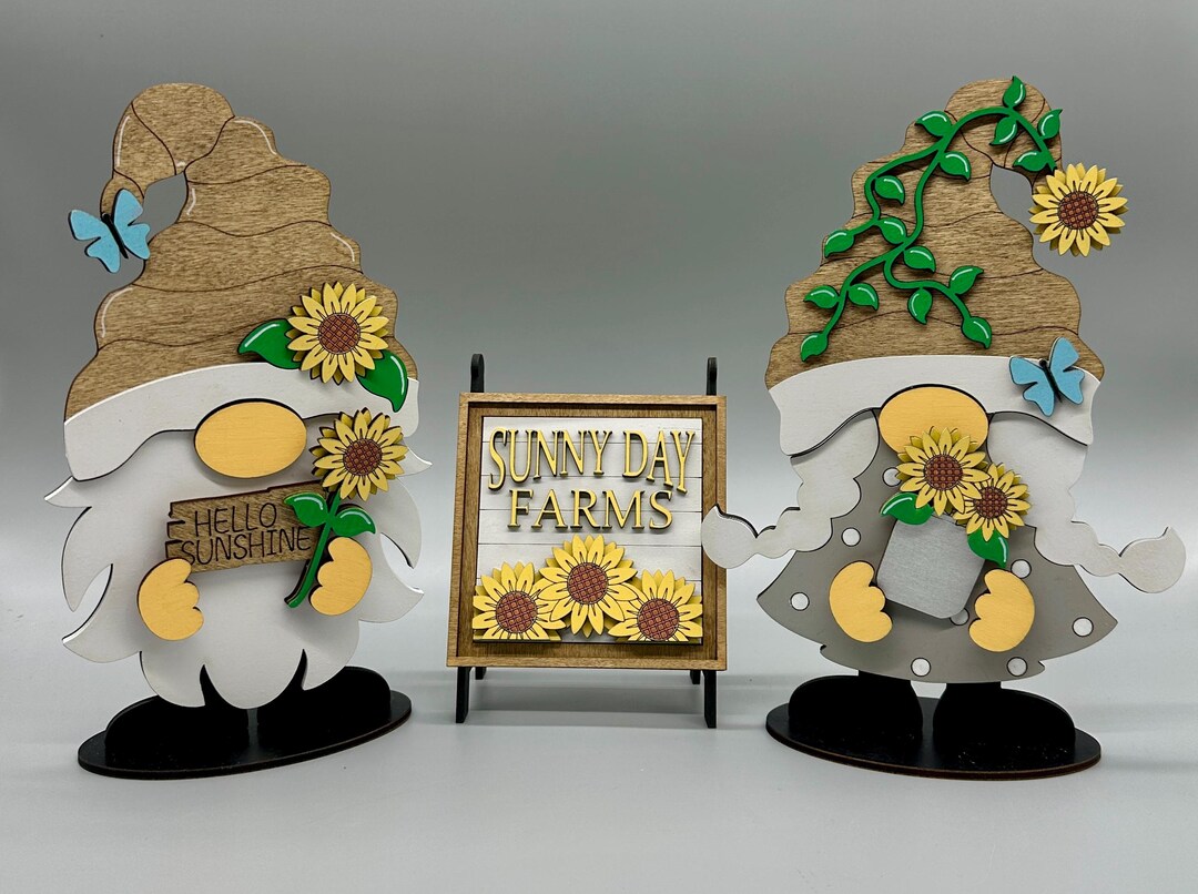 Sunny Day-sunflowers-interchangeable Standing Gnome Set - Etsy