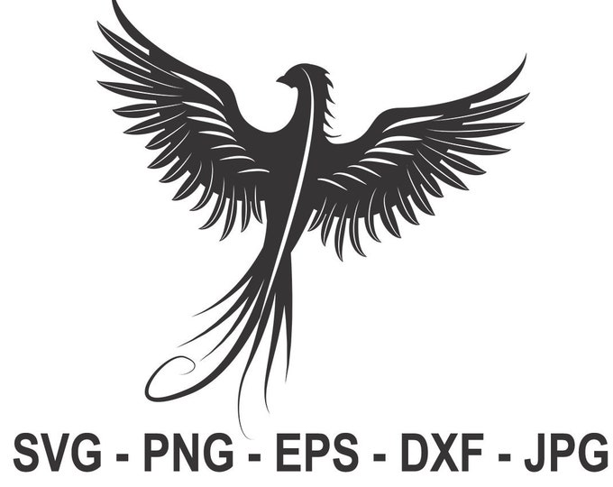 Phoenix Vector Art Svg, Ai, Eps, Png, Dxf Files, Artistic Black and ...