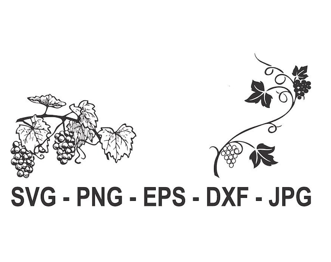 Grapevine Svg, Grape Bunch Svg, Grape Vine Wall Decor, Vine Leaves Svg ...