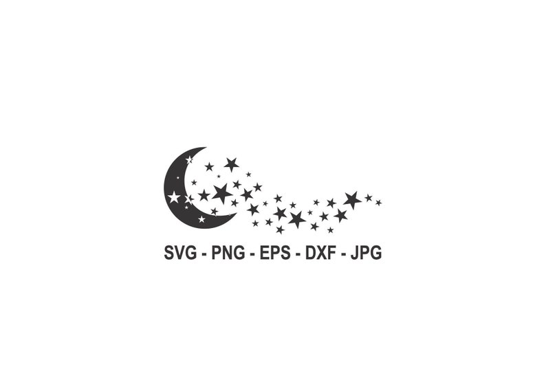Moon Svgstar Waves Svginstant Downloadsvg PNG EPS Dxf | Etsy