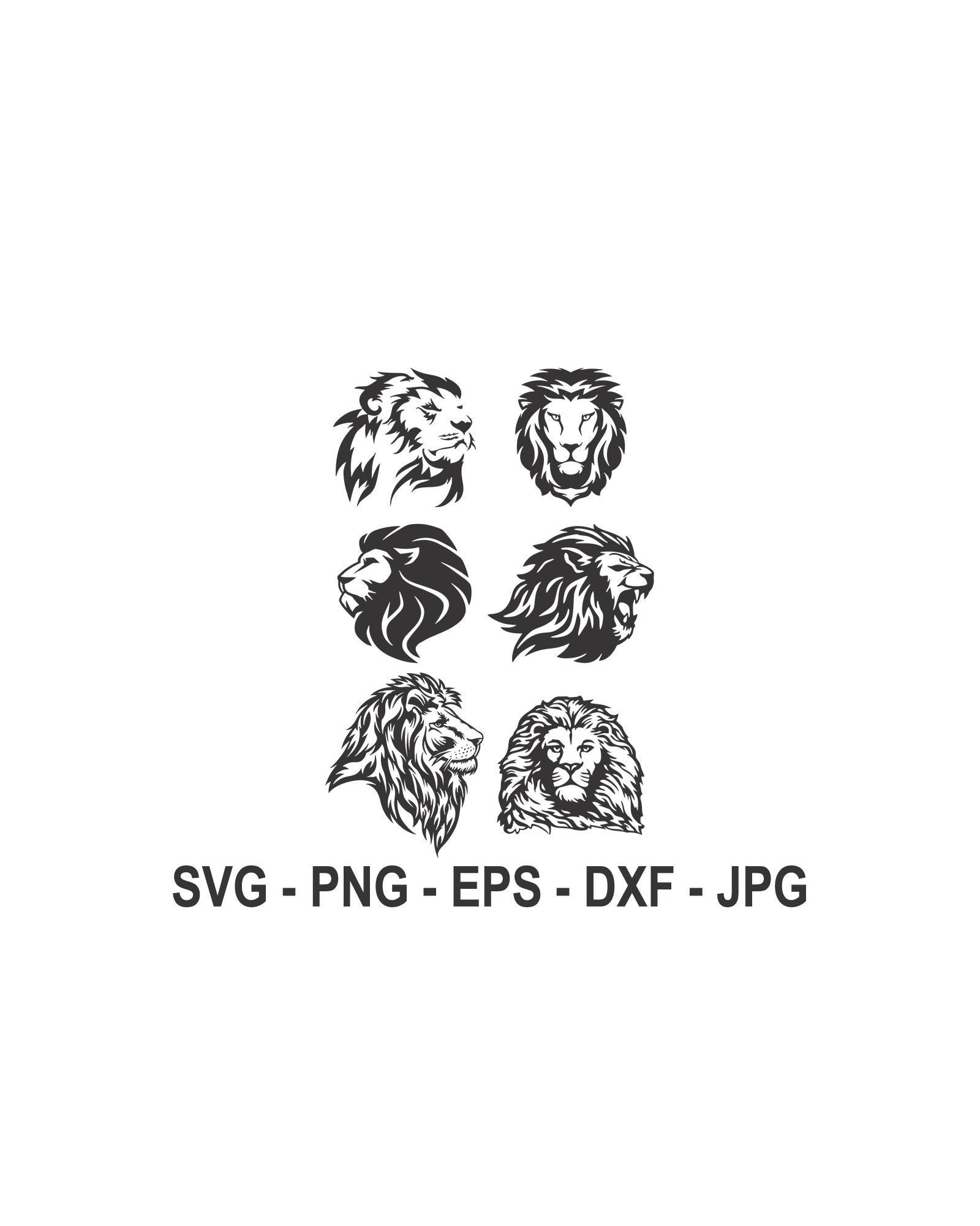Lion Svg,lion Head Svg,instant Download,svg, PNG, EPS, Dxf, Jpg Digital ...