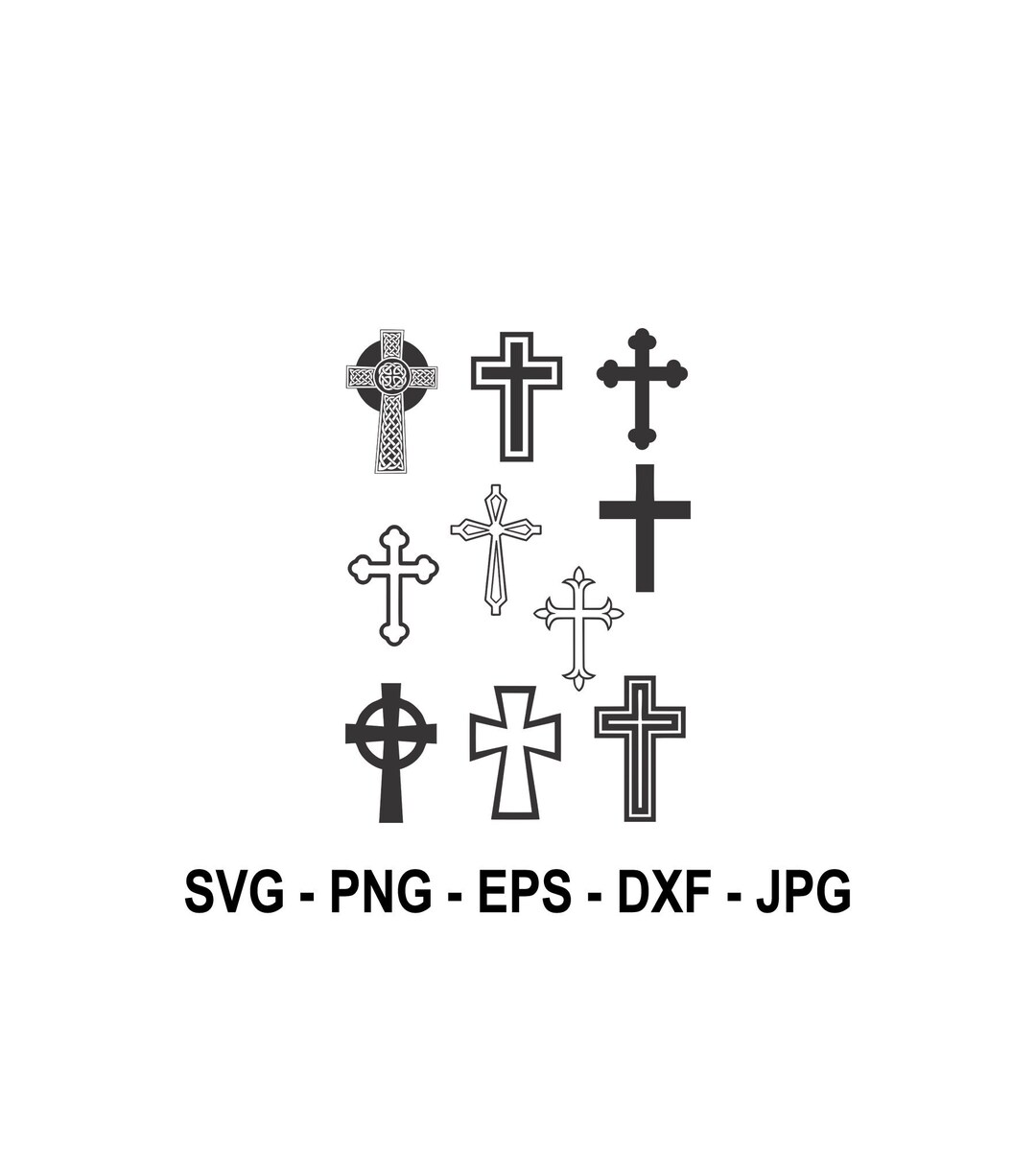Cross Svg,10 Crosses Svg,instant Download,svg, PNG, EPS, Dxf, Jpg ...