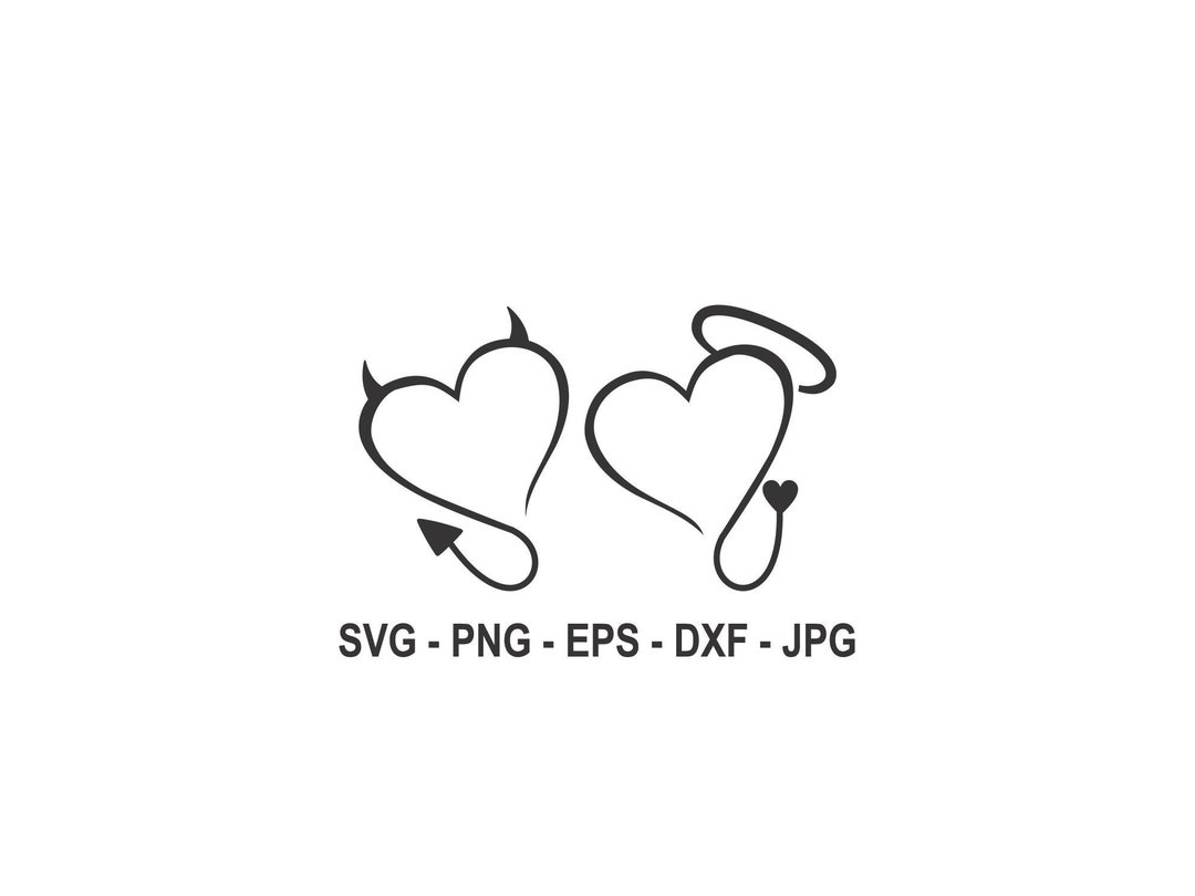 Devil Heart,angel Heart,instant Download,svg, PNG, EPS, Dxf, Jpg ...