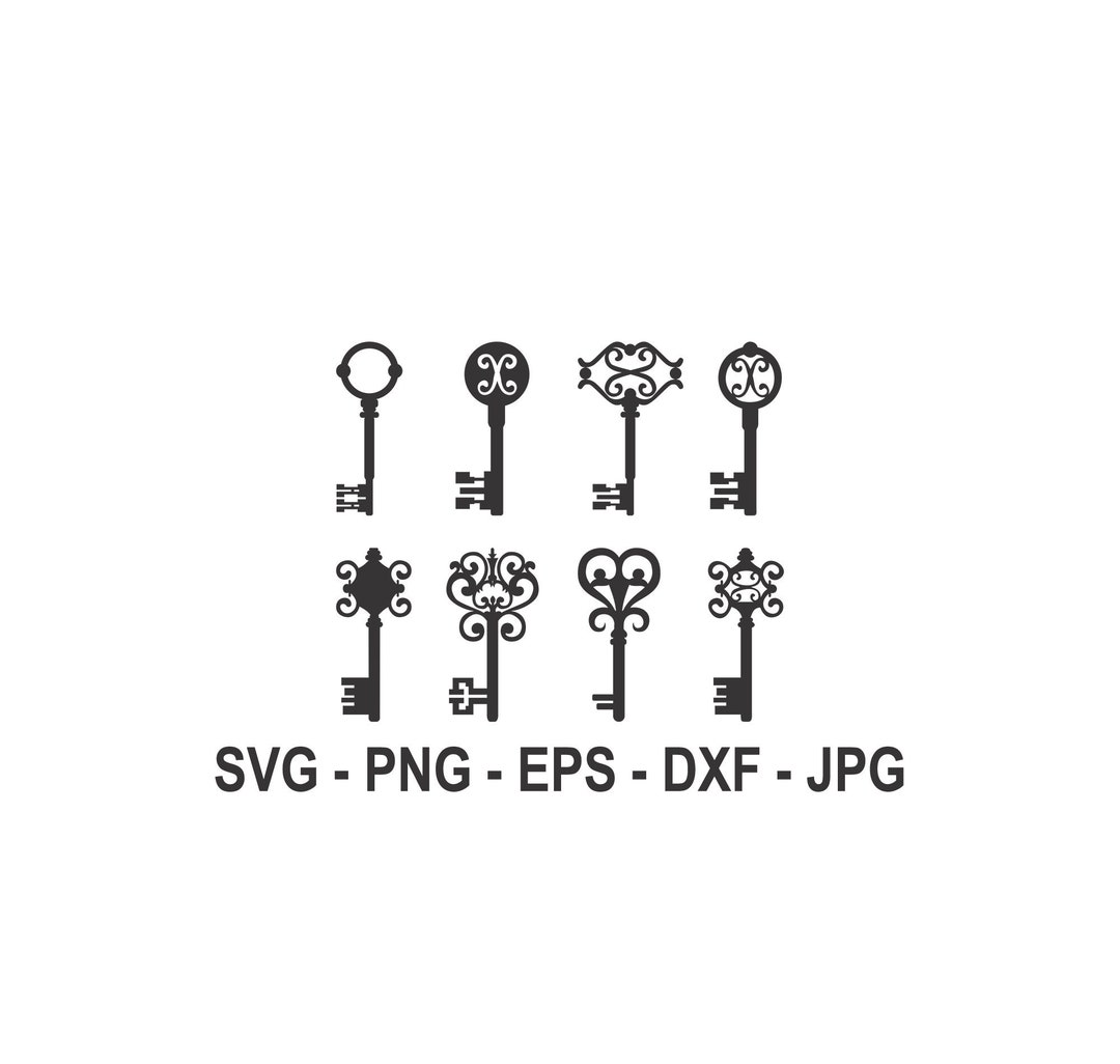 Keys Svg,antique Keys Svg,retro Keys Svg,instant,dark Silhouette ...