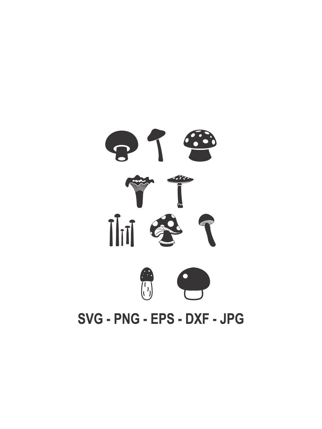 Hongos svg,Silueta de hongos,Descarga instantánea,SVG, PNG, EPS, dxf ...