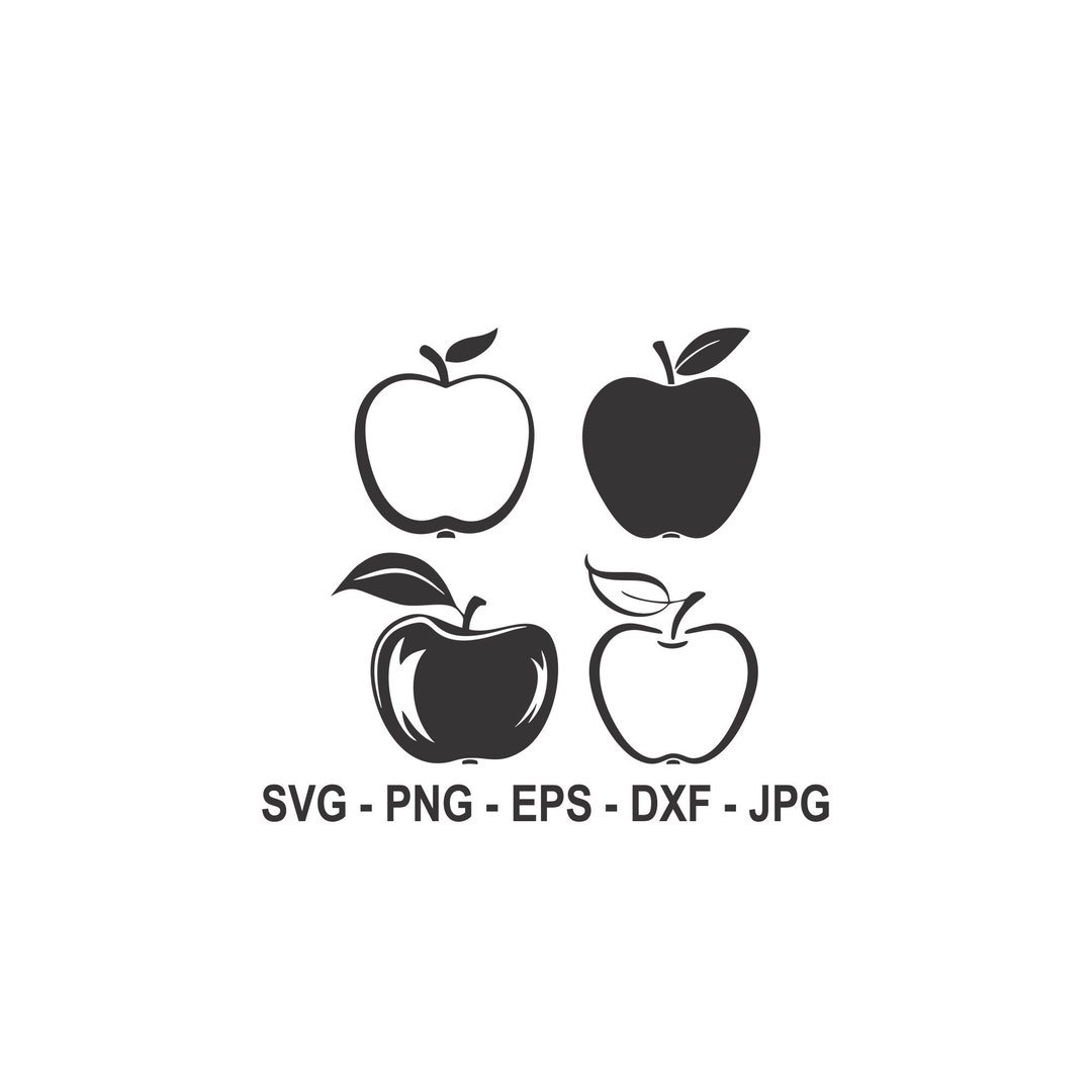 Apple Svg,4 Apple Svg,instant Download,svg, PNG, EPS, Dxf, Jpg Digital ...
